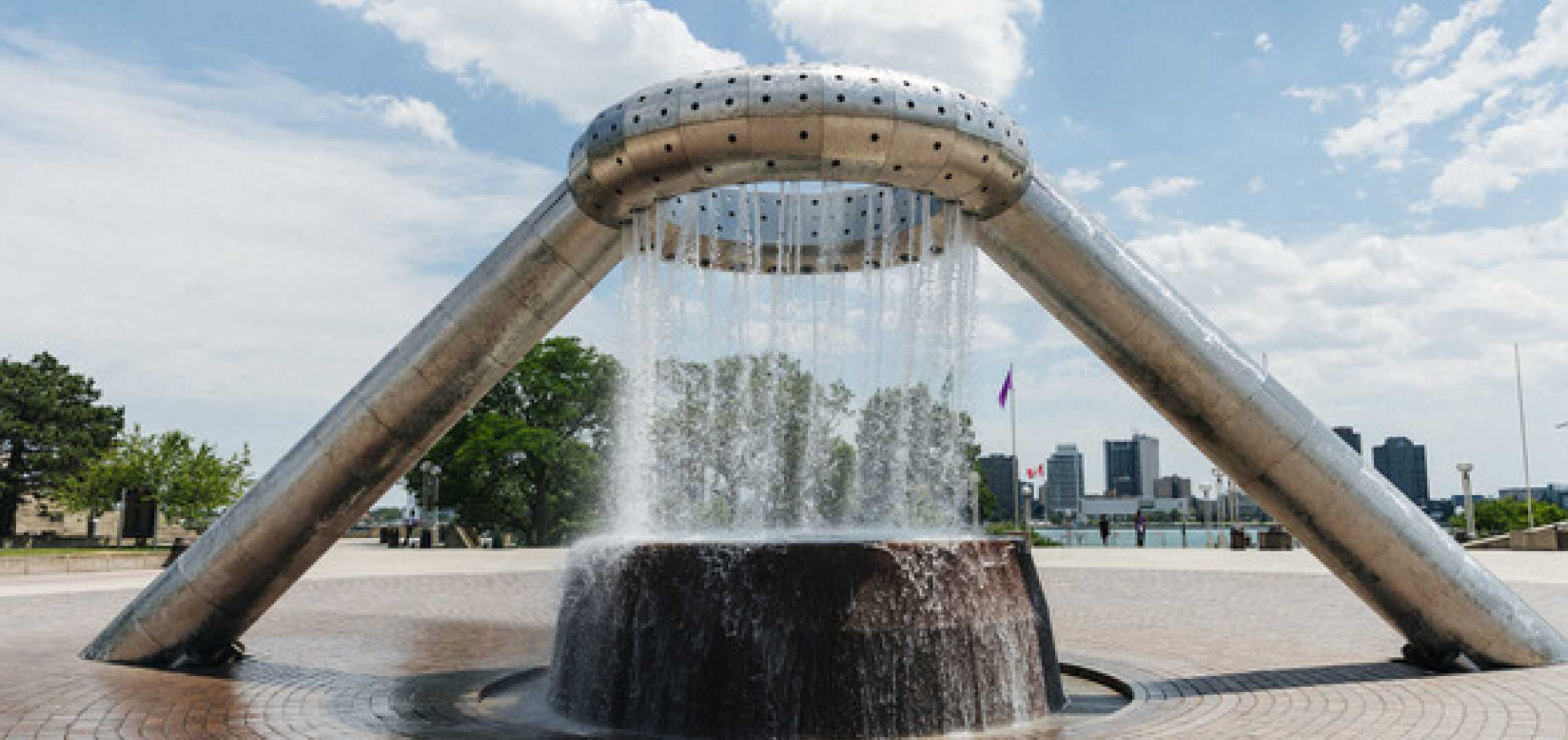 The Dodge Fountain flows again in Hart Plaza | Urbanize Detroit